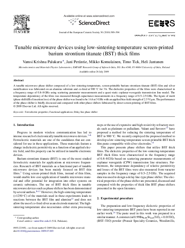 (PDF) Tunable microwave devices using low-sintering-temperature screen ...