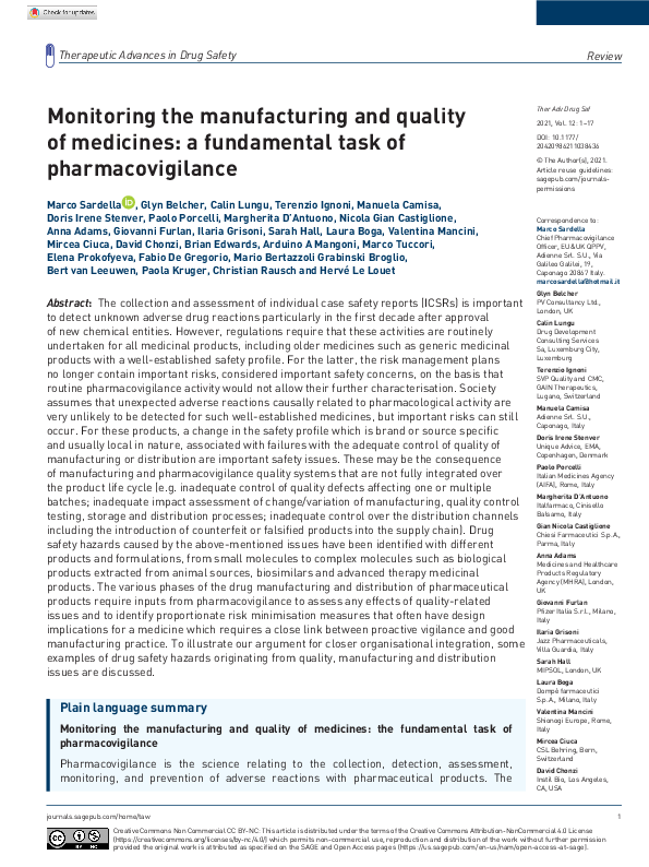 (PDF) Monitoring the manufacturing and quality of medicines: a ...