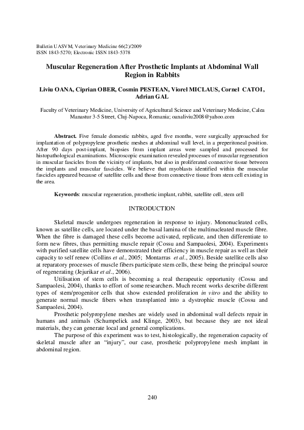 (PDF) Muscular regeneration after prosthetic implants at abdominal wall ...