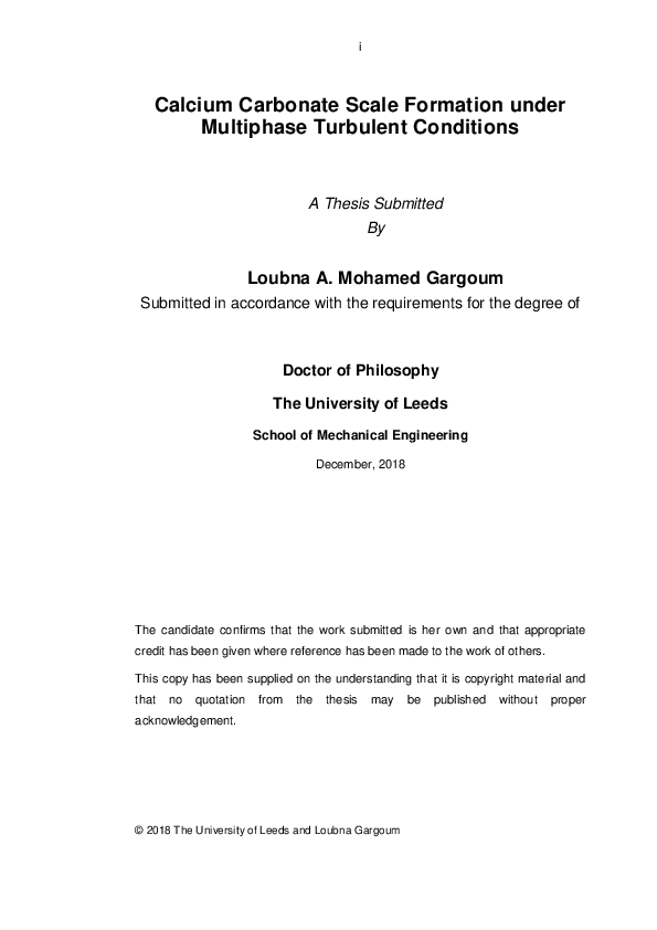 (PDF) Calcium Carbonate Scale Formation under Multiphase Turbulent ...