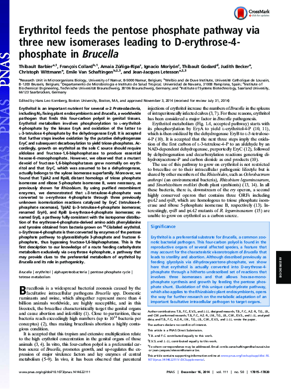 (PDF) Erythritol feeds the pentose phosphate pathway via three new isomerases leading to D ...