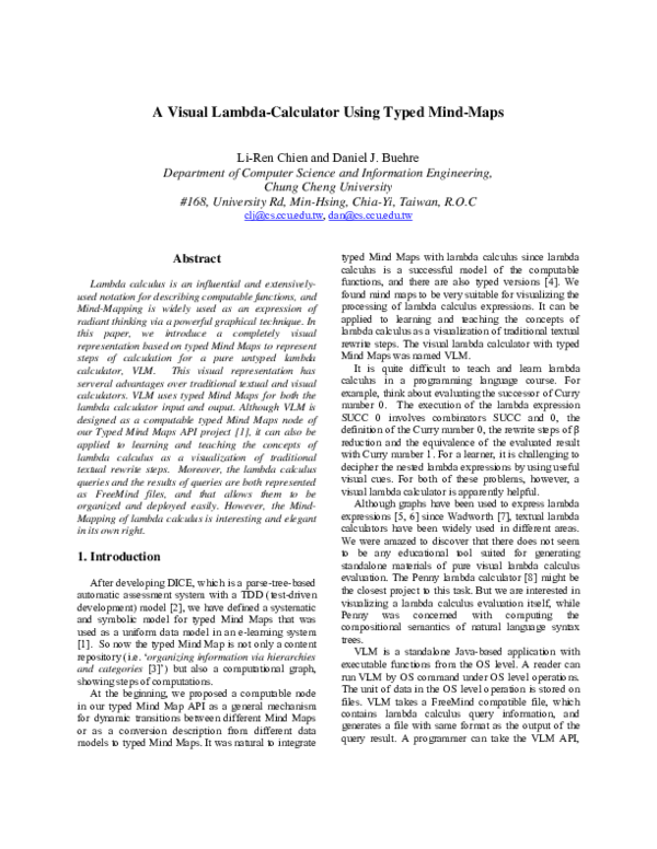 (PDF) A Visual Lambda-Calculator Using Typed Mind-Maps