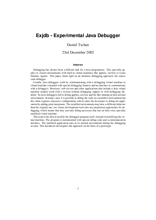 Pdf Exjdb Experimental Java Debugger