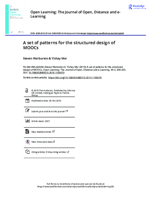 (PDF) A set of patterns for the structured design of MOOCs