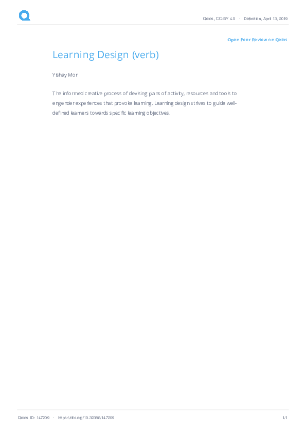 (PDF) Learning Design (verb)