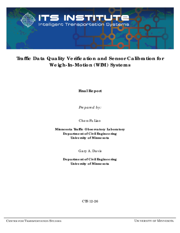(PDF) Traffic Data Quality Verification and Sensor Calibration for ...
