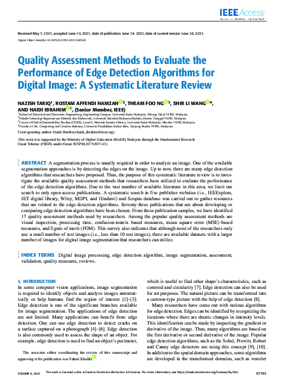 (PDF) Quality Assessment Methods to Evaluate the Performance of Edge ...