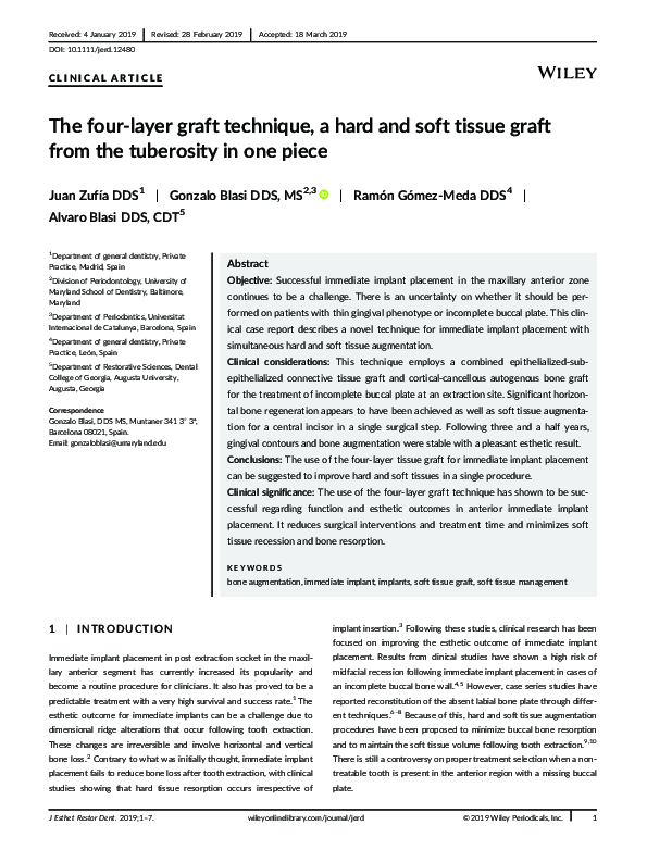 (PDF) The four‐layer graft technique, a hard and soft tissue graft from ...