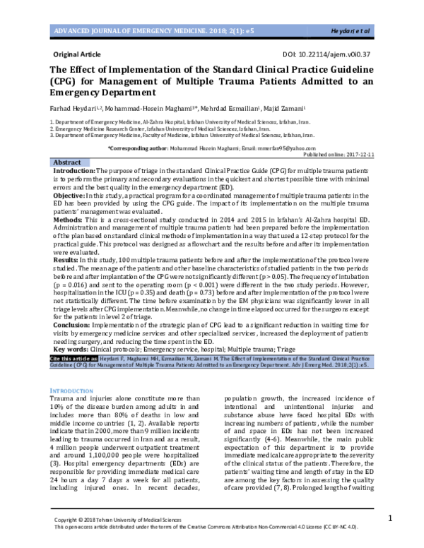 (PDF) The Effect of Implementation of the Standard Clinical Practice ...