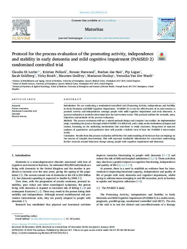 (PDF) Protocol for the process evaluation of the Promoting Activity, Independence and Stability ...