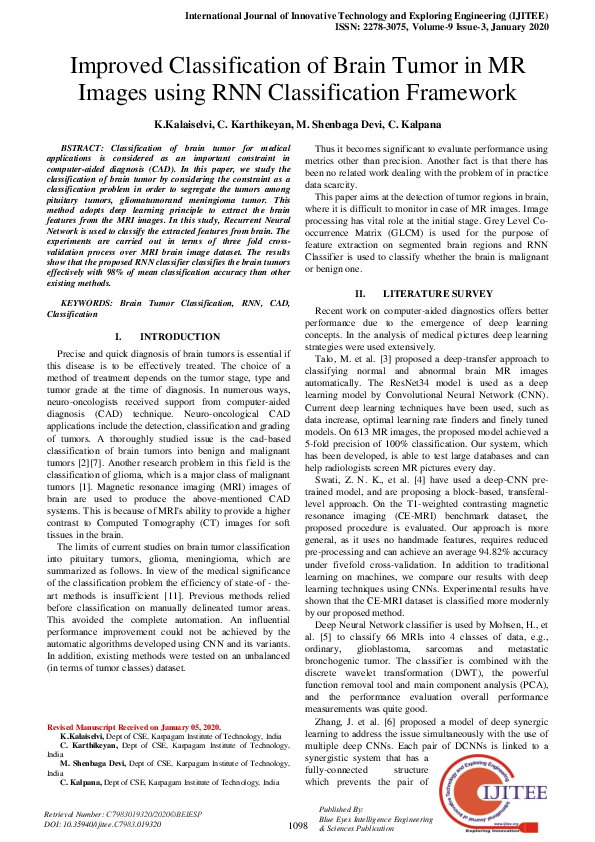 (PDF) Improved Classification of Brain Tumor in MR Images using RNN ... (PDF) Improved Classification of Brain Tumor in MR Images using RNN ...