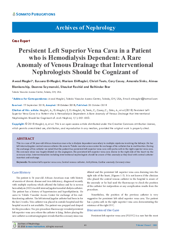 (PDF) Persistent Left Superior Vena Cava in a Patient who is ...