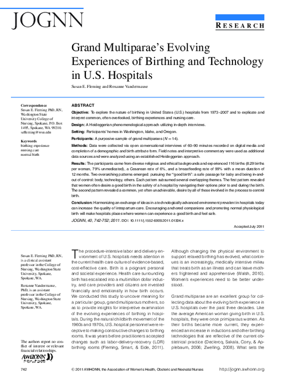(PDF) Grand Multiparae's Evolving Experiences of Birthing and ...