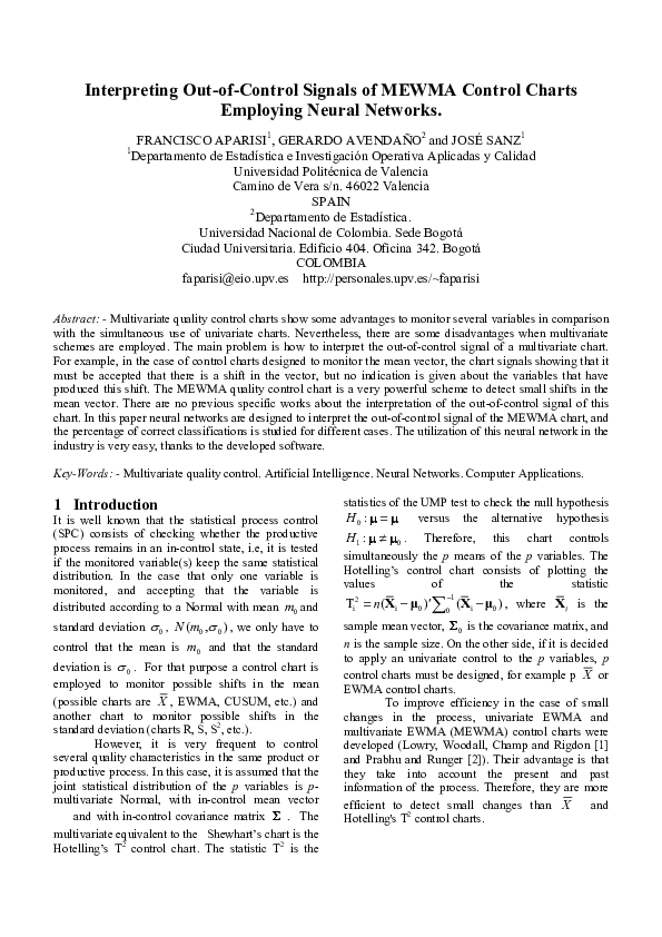 (PDF) Interpreting out-of-control signals of MEWMA control charts employing neural networks
