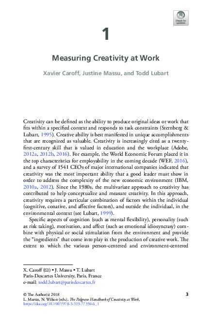 (PDF) Measuring Creativity at Work