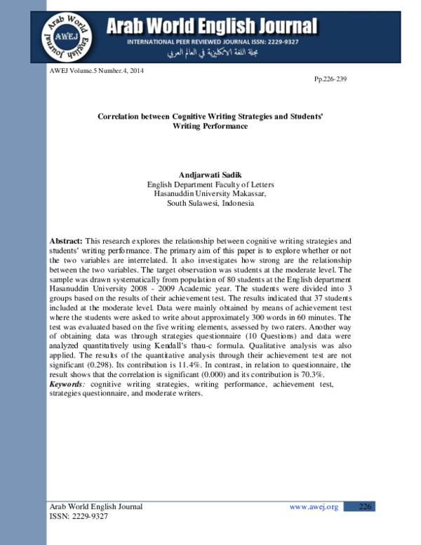 (PDF) Correlation between Cognitive Writing Strategies and Students ...