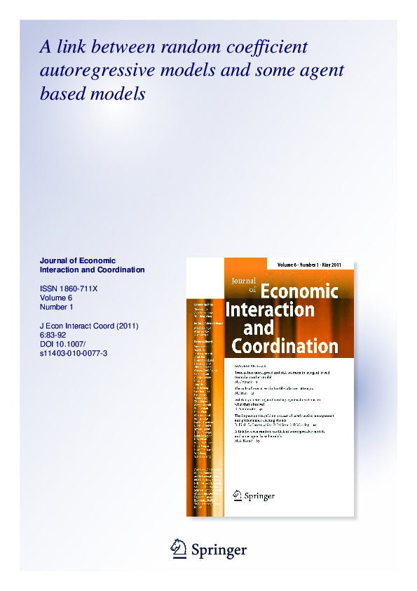Pdf A Link Between Random Coefficient Autoregressive Models And Some Agent Based Models