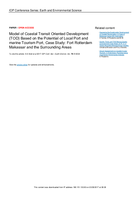 Pdf Model Of Coastal Transit Oriented Development Tod Based On The Potential Of Local Port