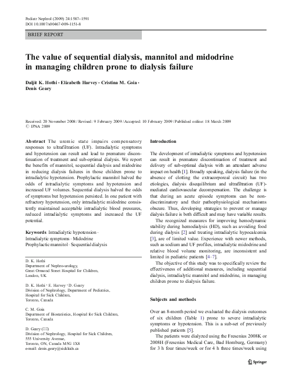 (PDF) The value of sequential dialysis, mannitol and midodrine in ...