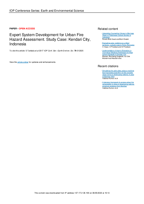 (PDF) Expert System Development for Urban Fire Hazard Assessment. Study ...