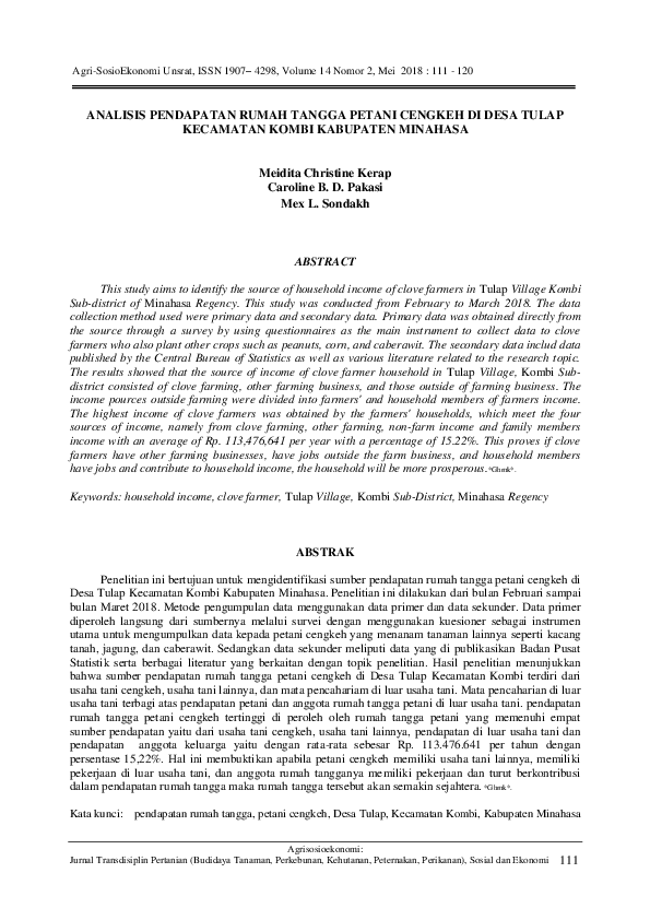 (PDF) Analisis Pendapatan Rumah Tangga Petani Cengkeh DI Desa Tulap ...