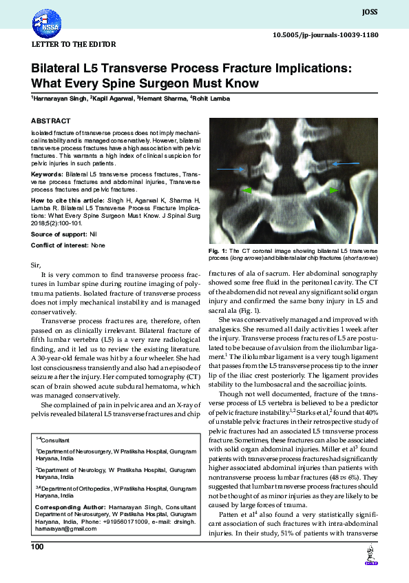 (PDF) Bilateral L5 Transverse Process Fracture Implications: What Every ...