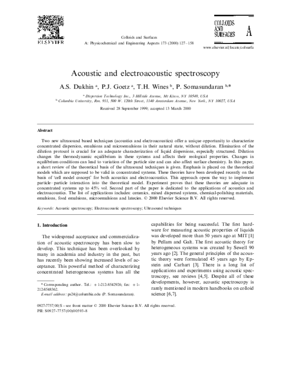 (PDF) Acoustic and electroacoustic spectroscopy