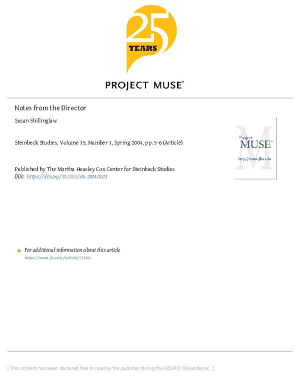 (PDF) Notes from the Director