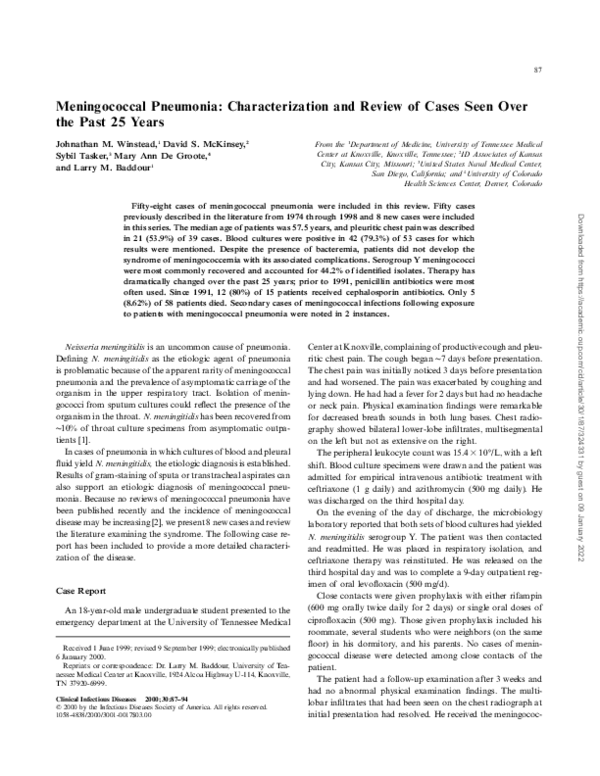 (PDF) Meningococcal pneumonia: characterization and review of cases ...