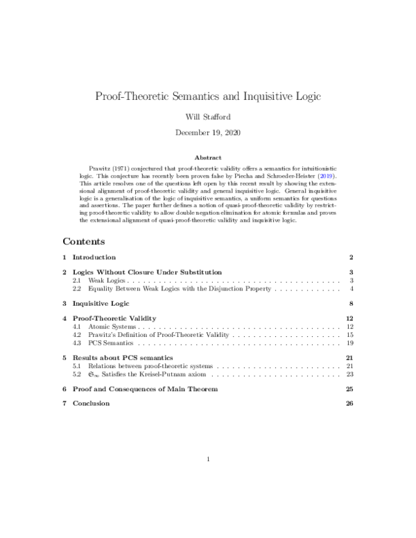 Pdf Proof Theoretic Semantics And Inquisitive Logic