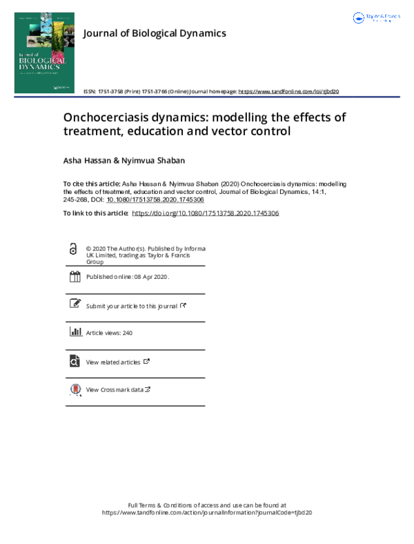 (PDF) Onchocerciasis dynamics: modelling the effects of treatment ...