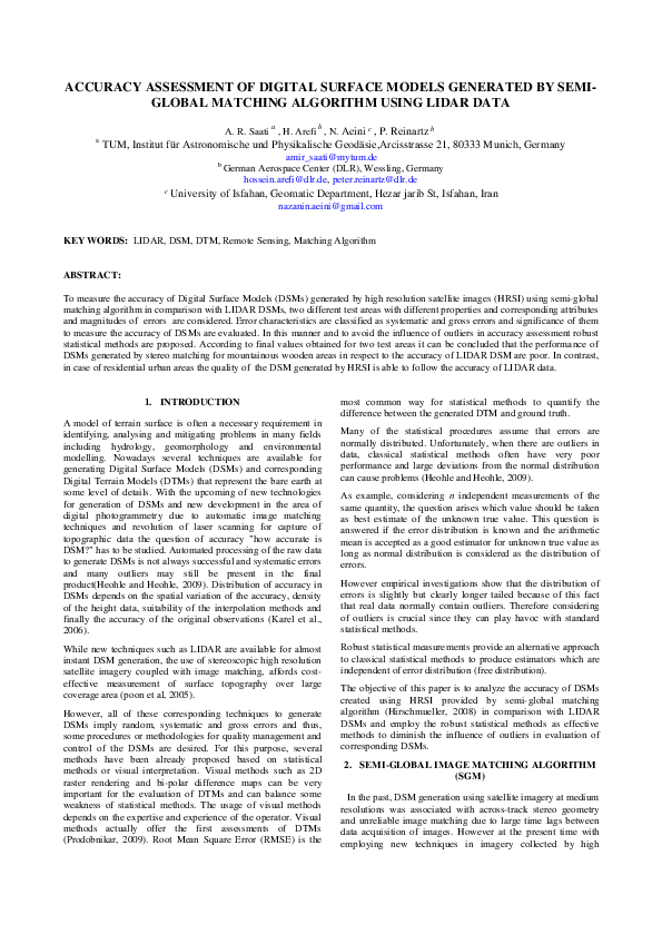 (PDF) Accuracy assessment of Digital Surface Models generated by Semiglobal matching algorithm ...