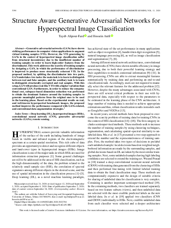 (PDF) Structure Aware Generative Adversarial Networks for Hyperspectral Image Classification