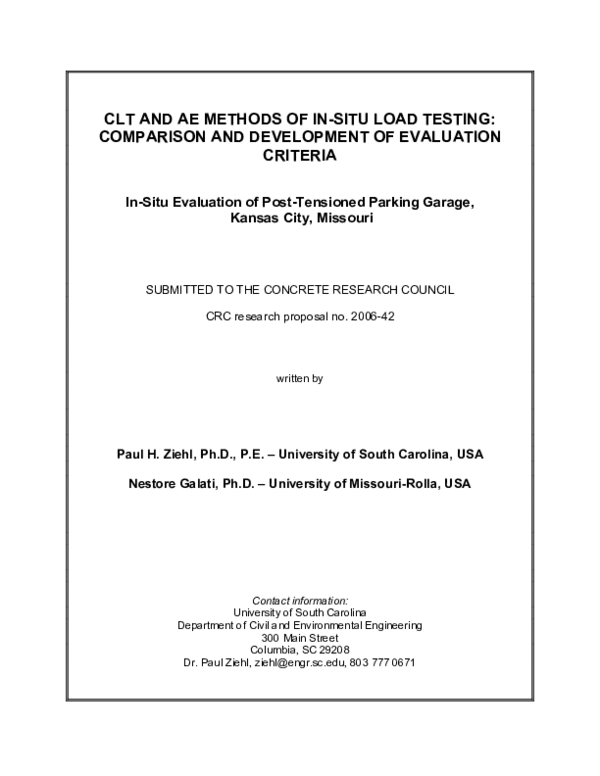 (PDF) CLT and AE Methods of In-Situ Load Testing: Comparison and ...