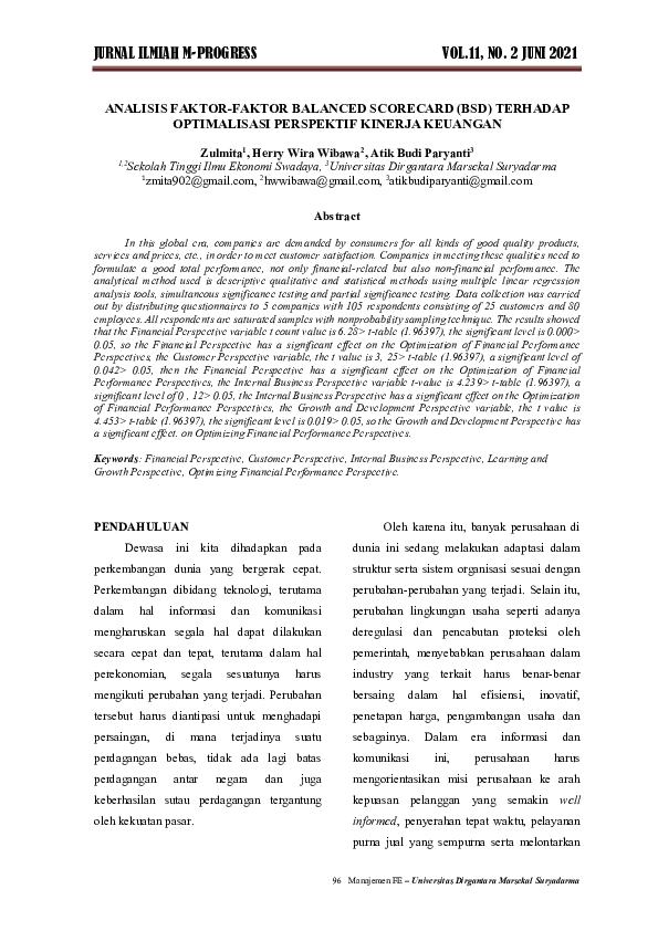 (PDF) ANALISIS FAKTOR-FAKTOR BALANCED SCORECARD (BSD) TERHADAP ...