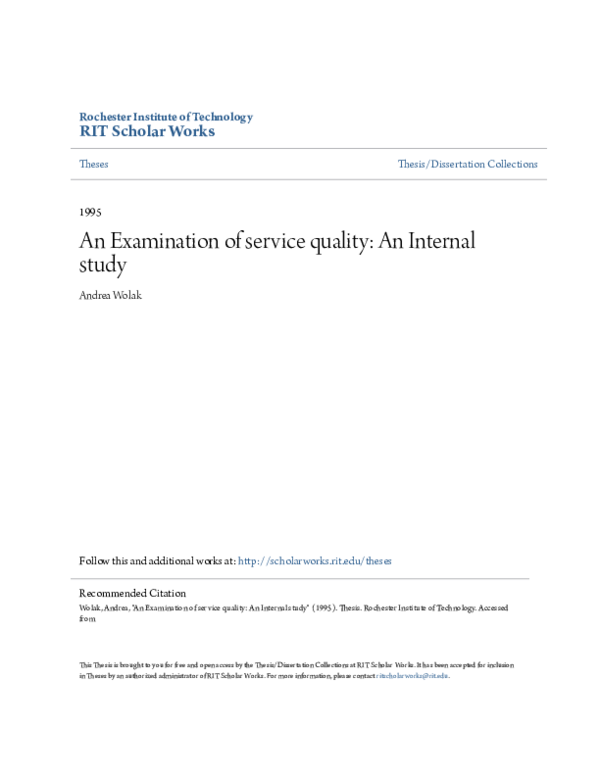 (PDF) An Examination of service quality: An Internal study