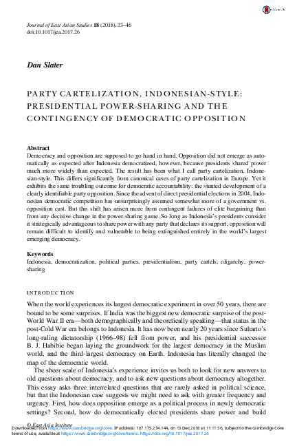 (PDF) Party Cartelization, Indonesian-Style: Presidential Power-Sharing ...
