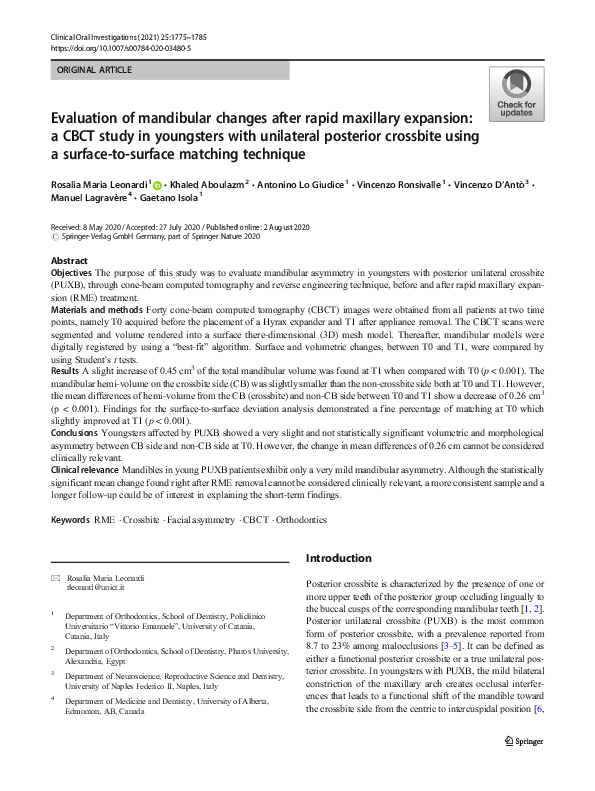 (PDF) Evaluation of mandibular changes after rapid maxillary expansion ...