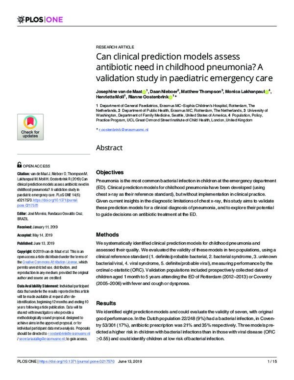 (PDF) Can clinical prediction models assess antibiotic need in ...
