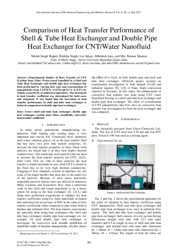 (PDF) Comparison of Heat Transfer Performance of Shell & Tube Heat ...