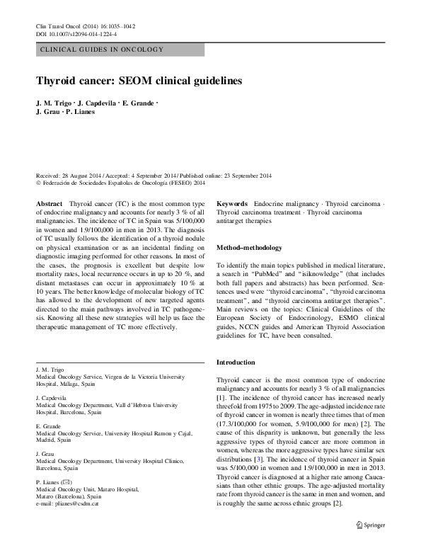 (PDF) Thyroid cancer: SEOM clinical guidelines