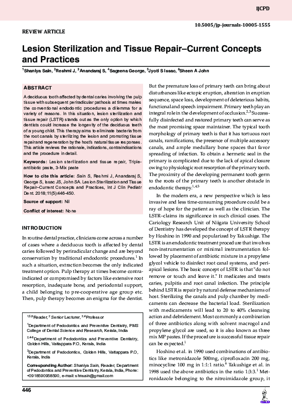(PDF) Lesion Sterilization and Tissue Repair–Current Concepts and Practices