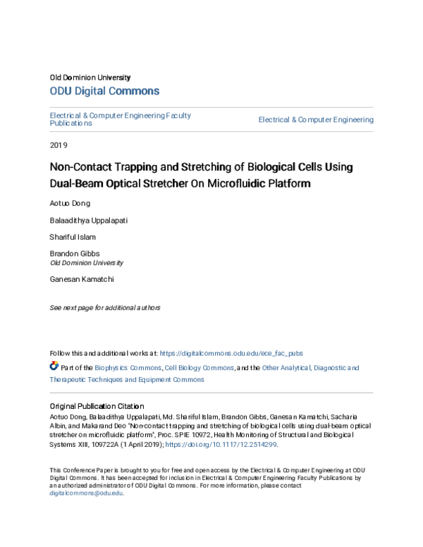 (PDF) Non-contact trapping and stretching of biological cells using ...