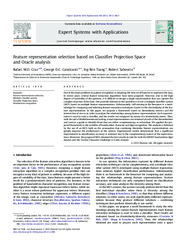 (PDF) Feature Representation Selection based on Classifier Projection Space and Oracle Analysis