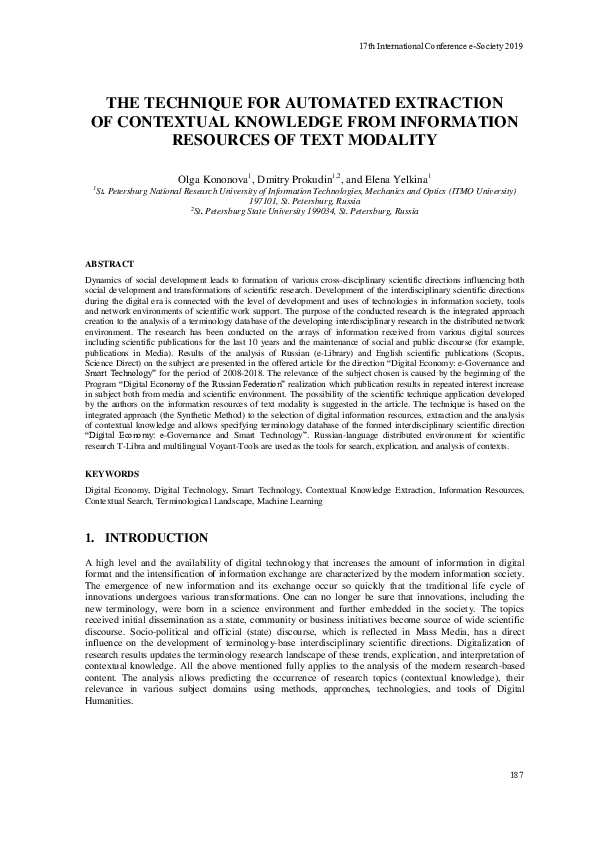 (PDF) The Technique for Automated Extraction of Contextual Knowledge ...