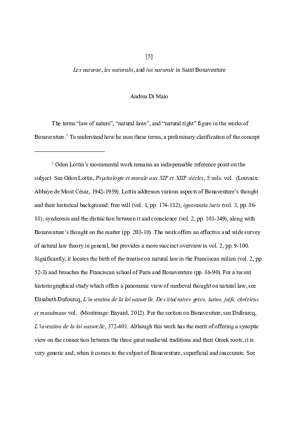 (PDF) Lex naturae, lex naturalis, and ius naturale in Saint Bonaventure