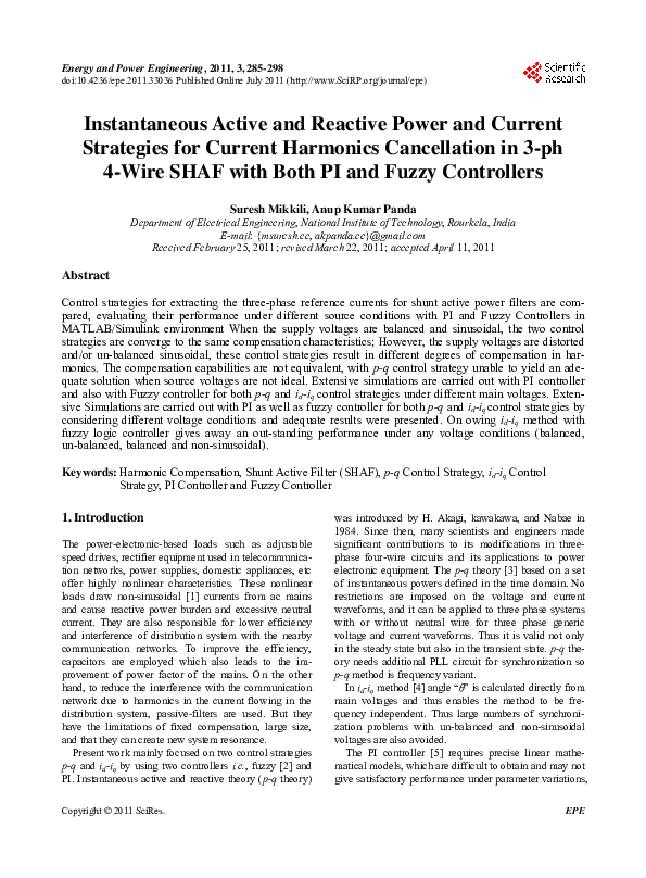 (PDF) Instantaneous Active and Reactive Power and Current Strategies for Current harmonics ...
