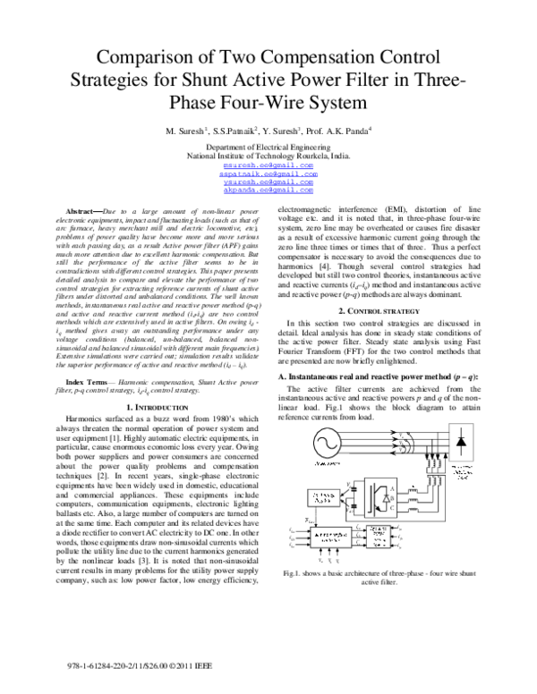 (PDF) Comparison of two compensation control strategies for shunt ...