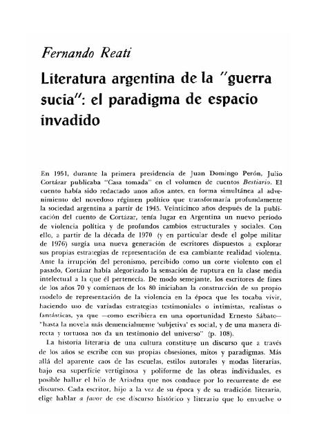 (PDF) Literatura argentina de la "guerra sucia" : el paradigma de ...