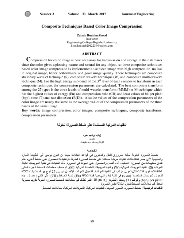 (PDF) Composite Techniques Based Color Image Compression